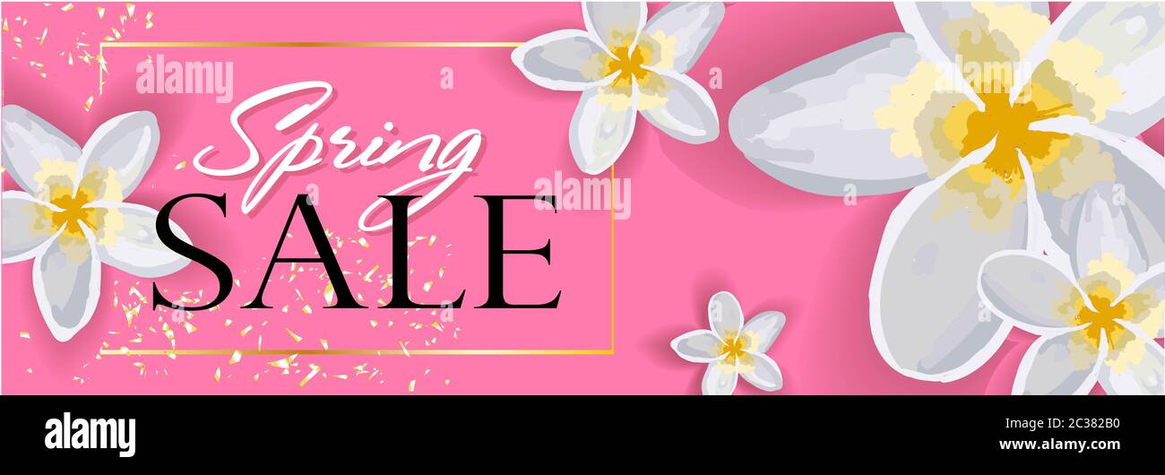 Spring Sale Horizontal Banner, header for website, online store. Sale ...