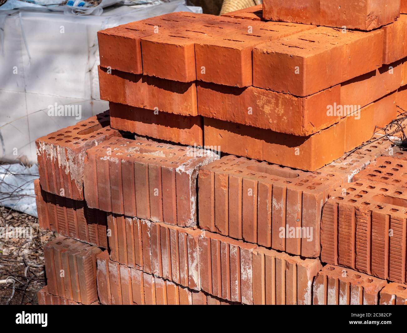 Panorama building brick on a construction site Stock Photo - Alamy