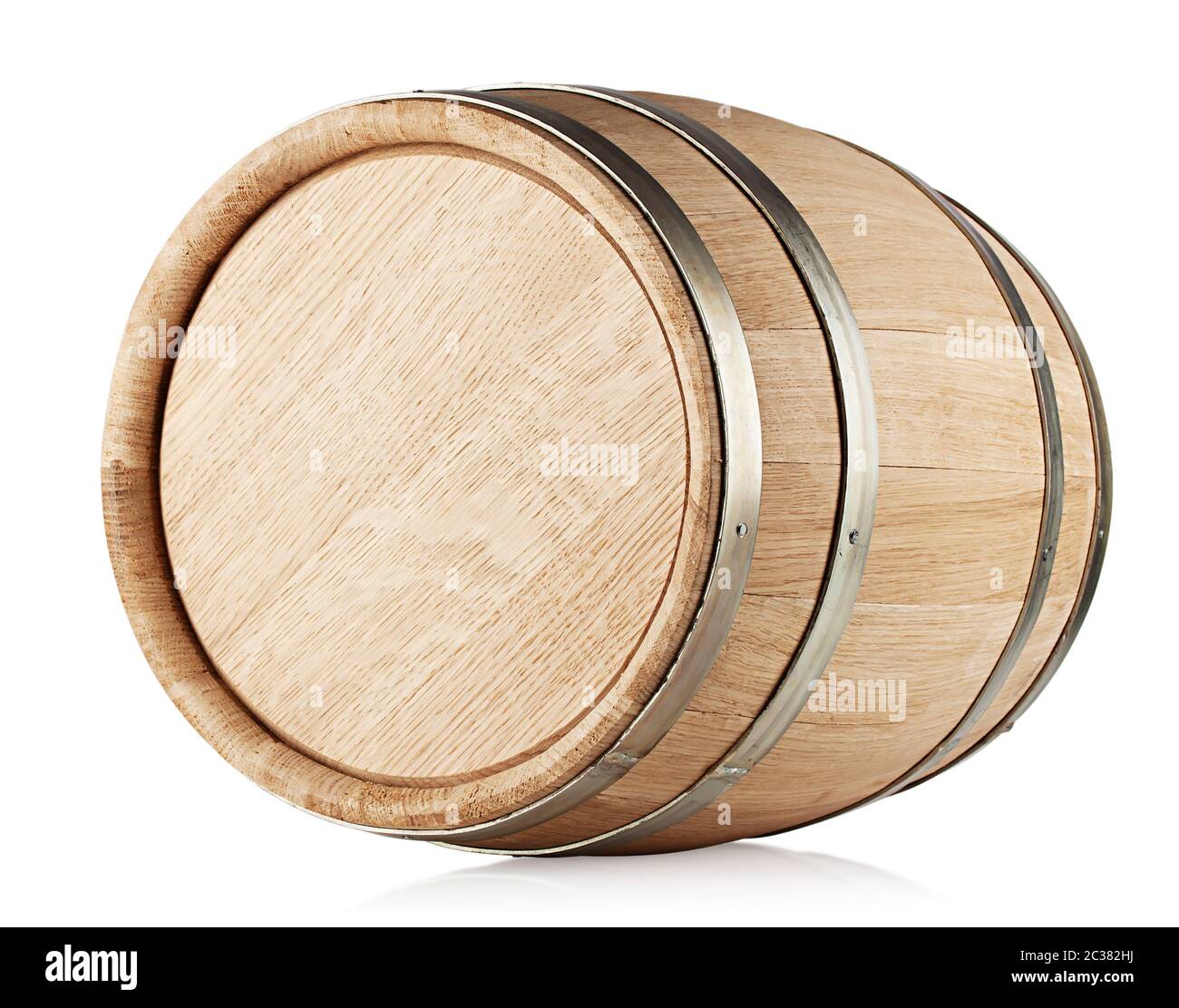 Wooden barrel lying on its side isolated on white background Stock ...