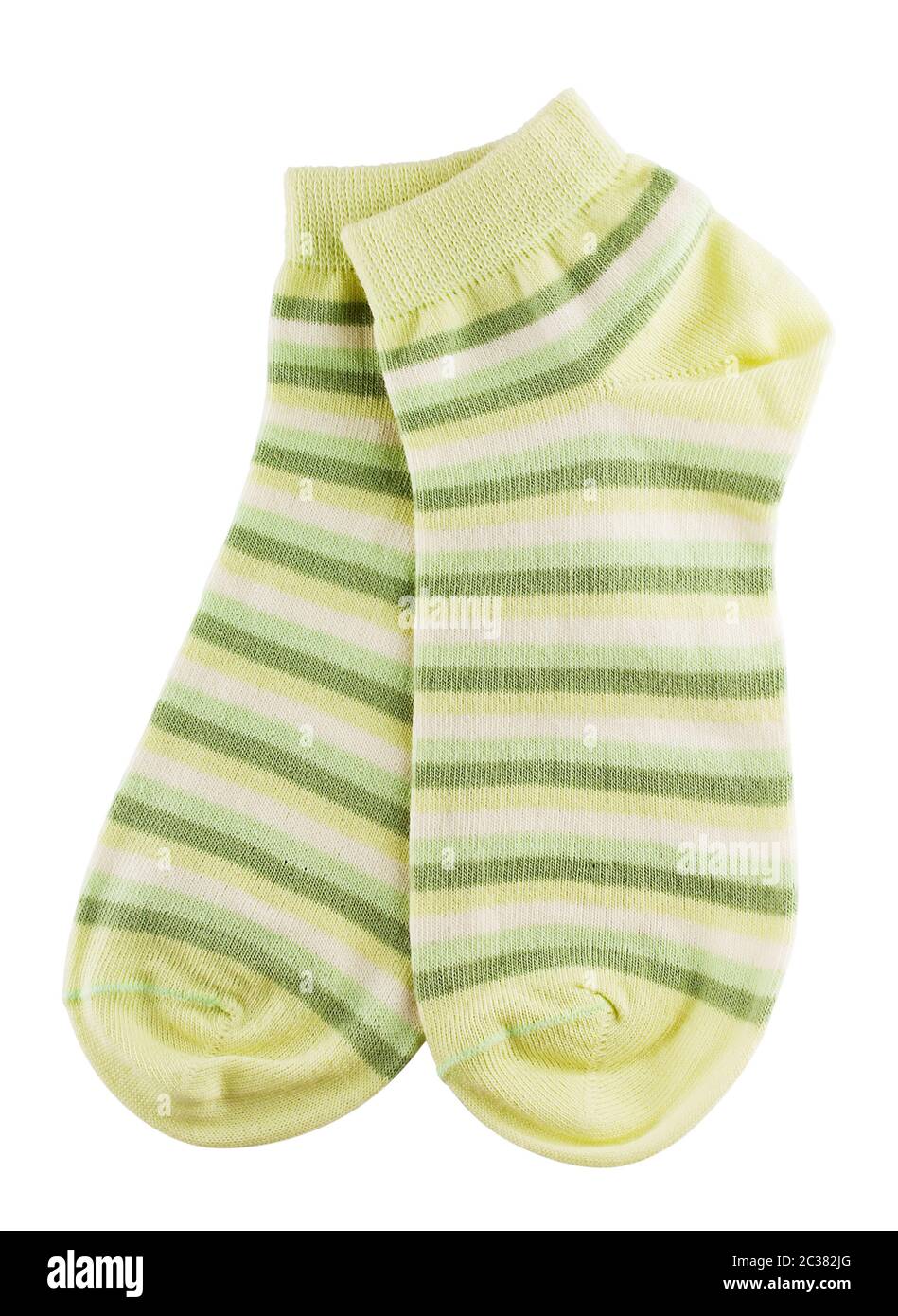 Green and white striped socks isolated on white background Stock Photo ...
