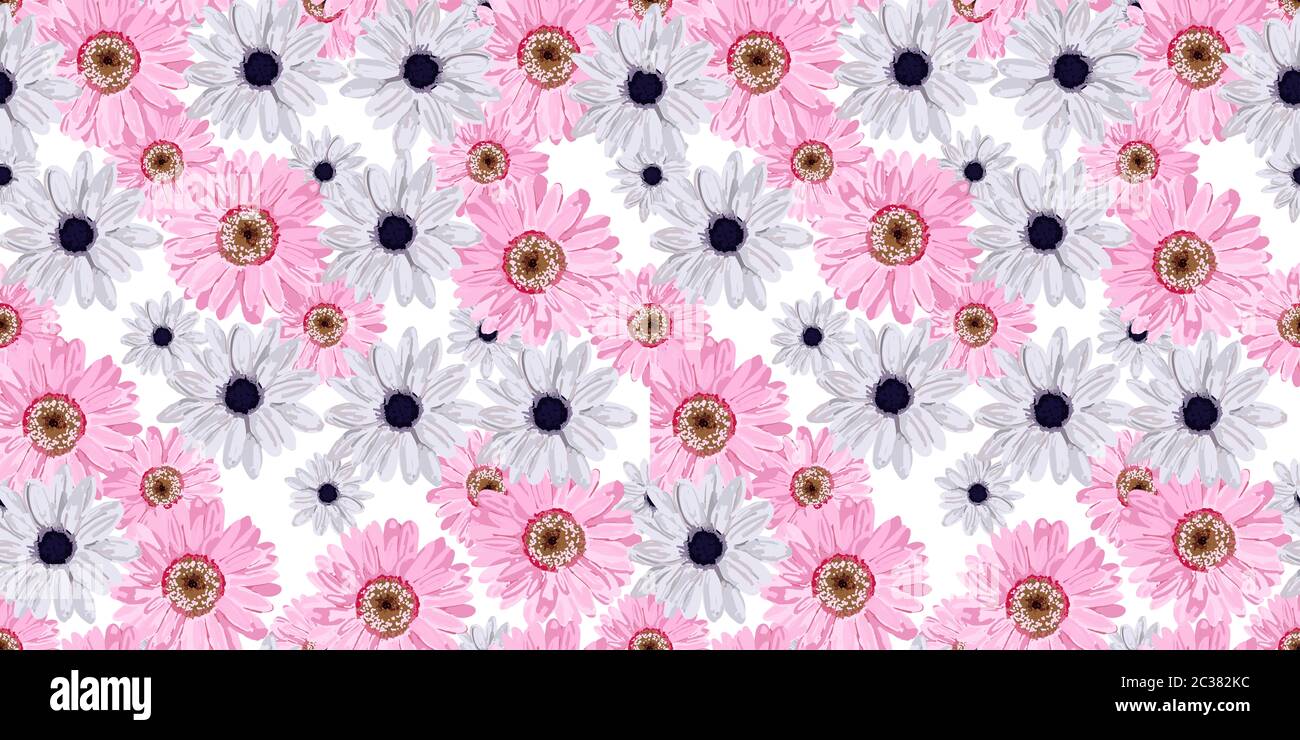 SEAMLESS VECTOR FLOWER PATTERN. Real flowers. Spring bright colors. Hi ...