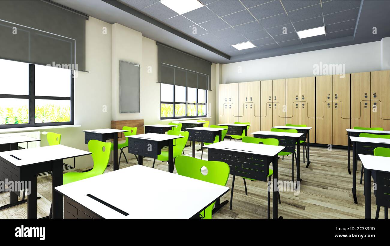 Modern Classroom Design With Students