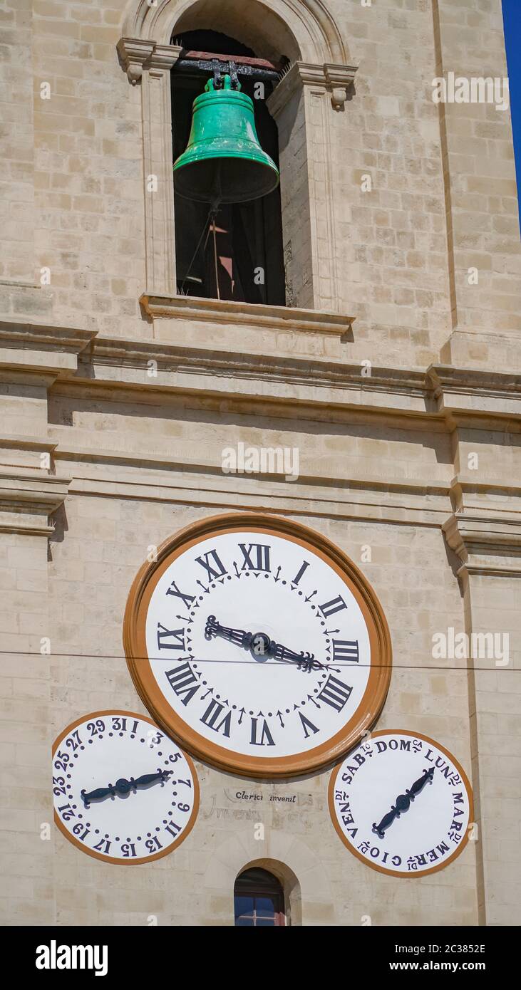 Ancient clock in the ancient city of Valletta, Malta Stock Photo - Alamy