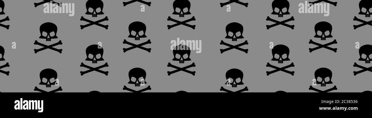 Web seamless banner with skull and crossbones icon. Vector illustration ...