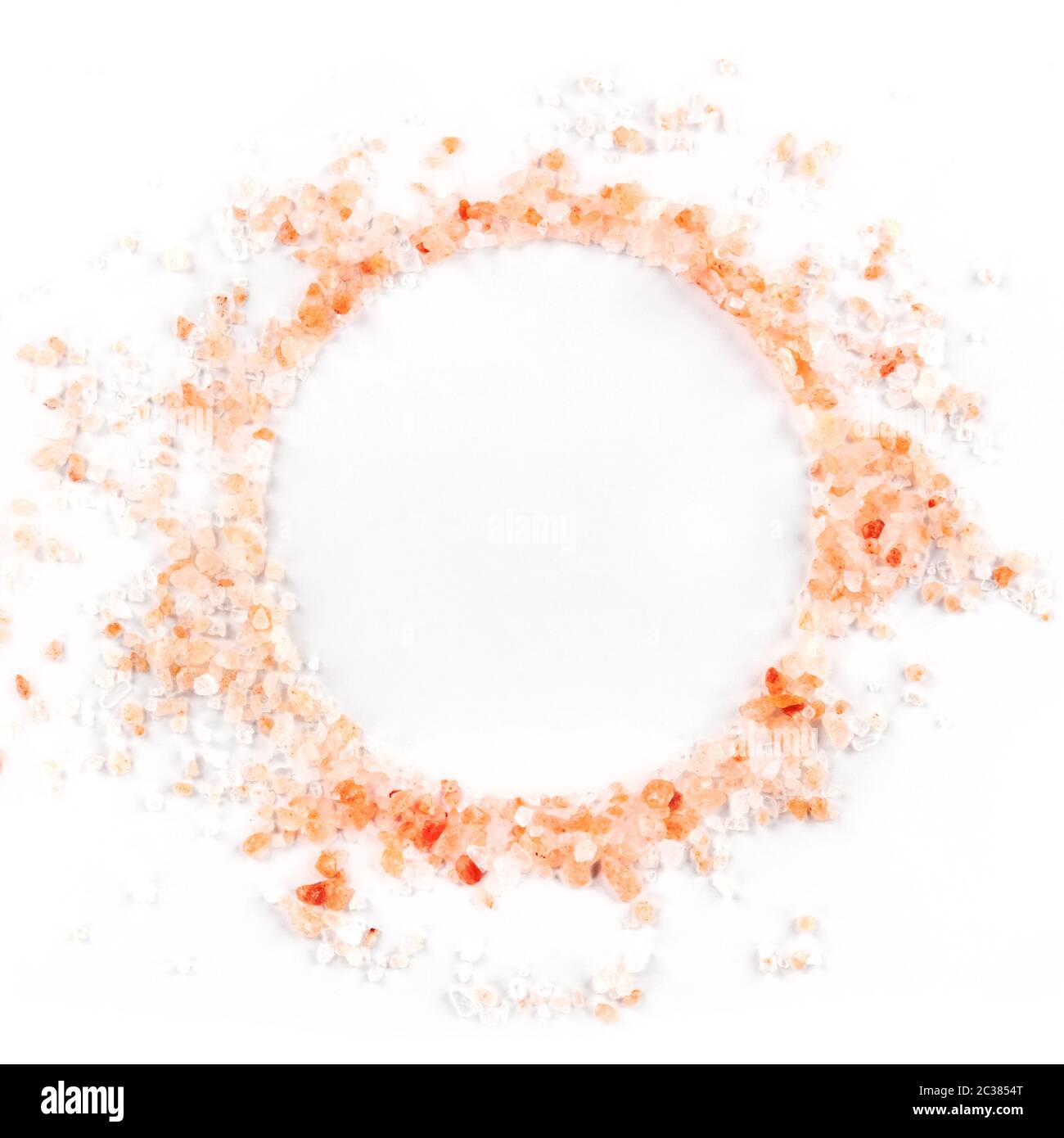 Pink Himalayan salt, forming a frame with a place for text, a square ...