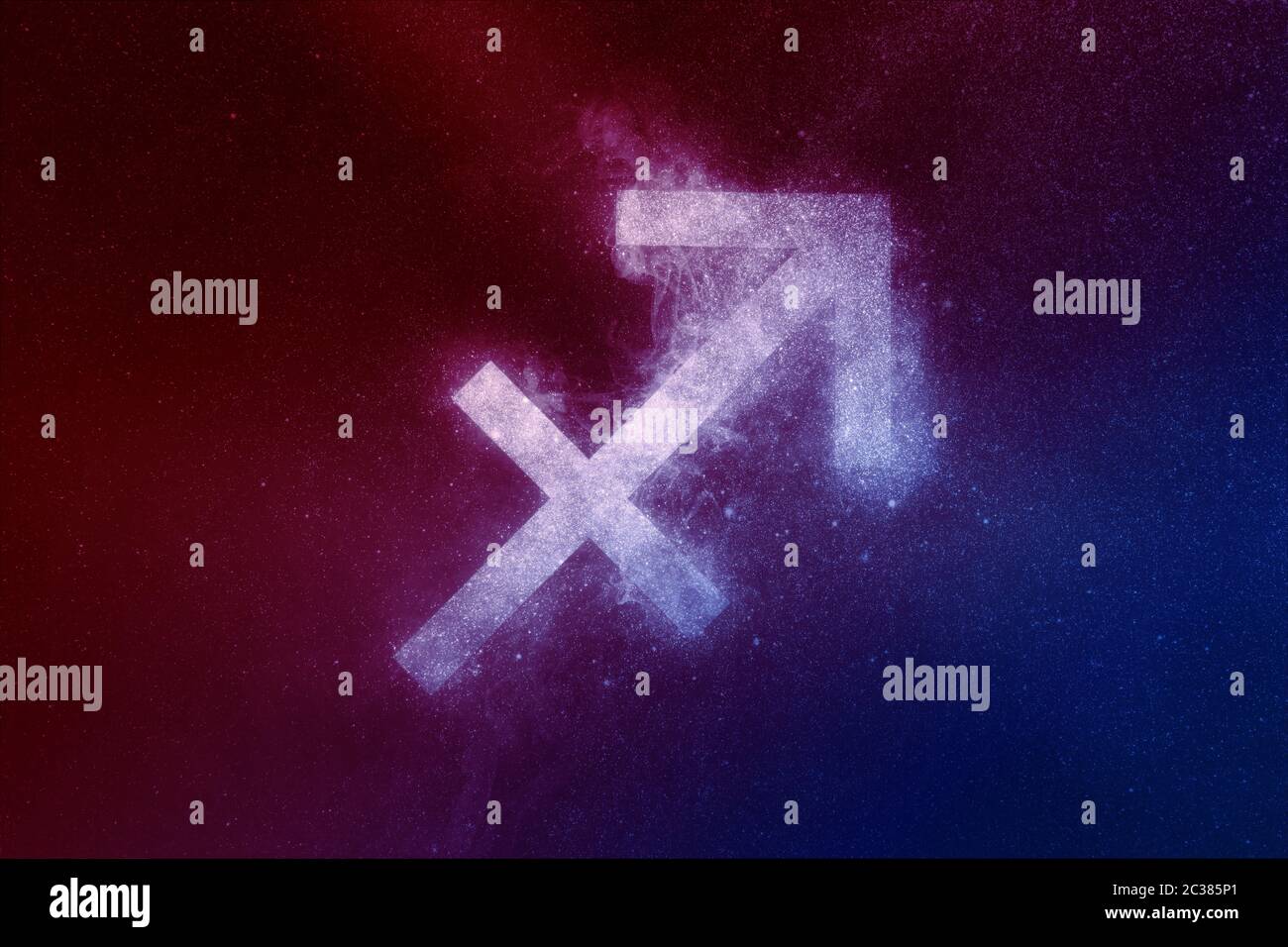 Sagittarius Zodiac Sign Red Blue. Abstract night sky background Stock ...