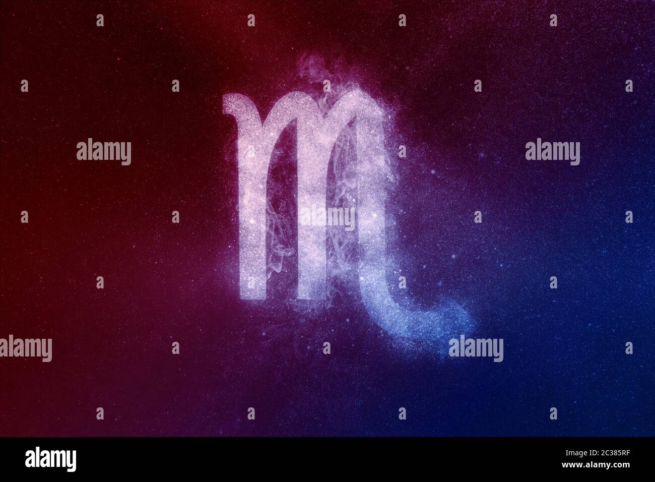 Scorpio Zodiac Sign Red Blue. Abstract night sky background Stock Photo ...