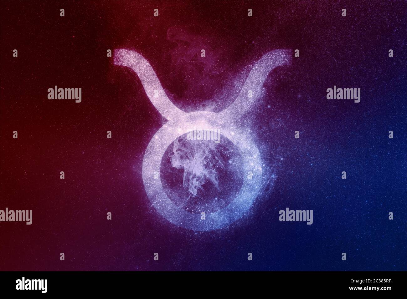 Taurus Zodiac Sign Red Blue. Abstract night sky background Stock Photo ...
