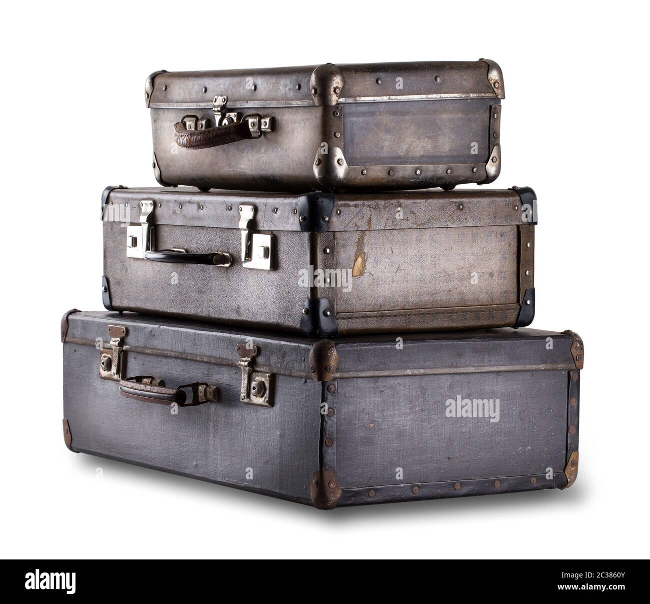 Stack of old suitcases isolated on white background Stock Photo - Alamy