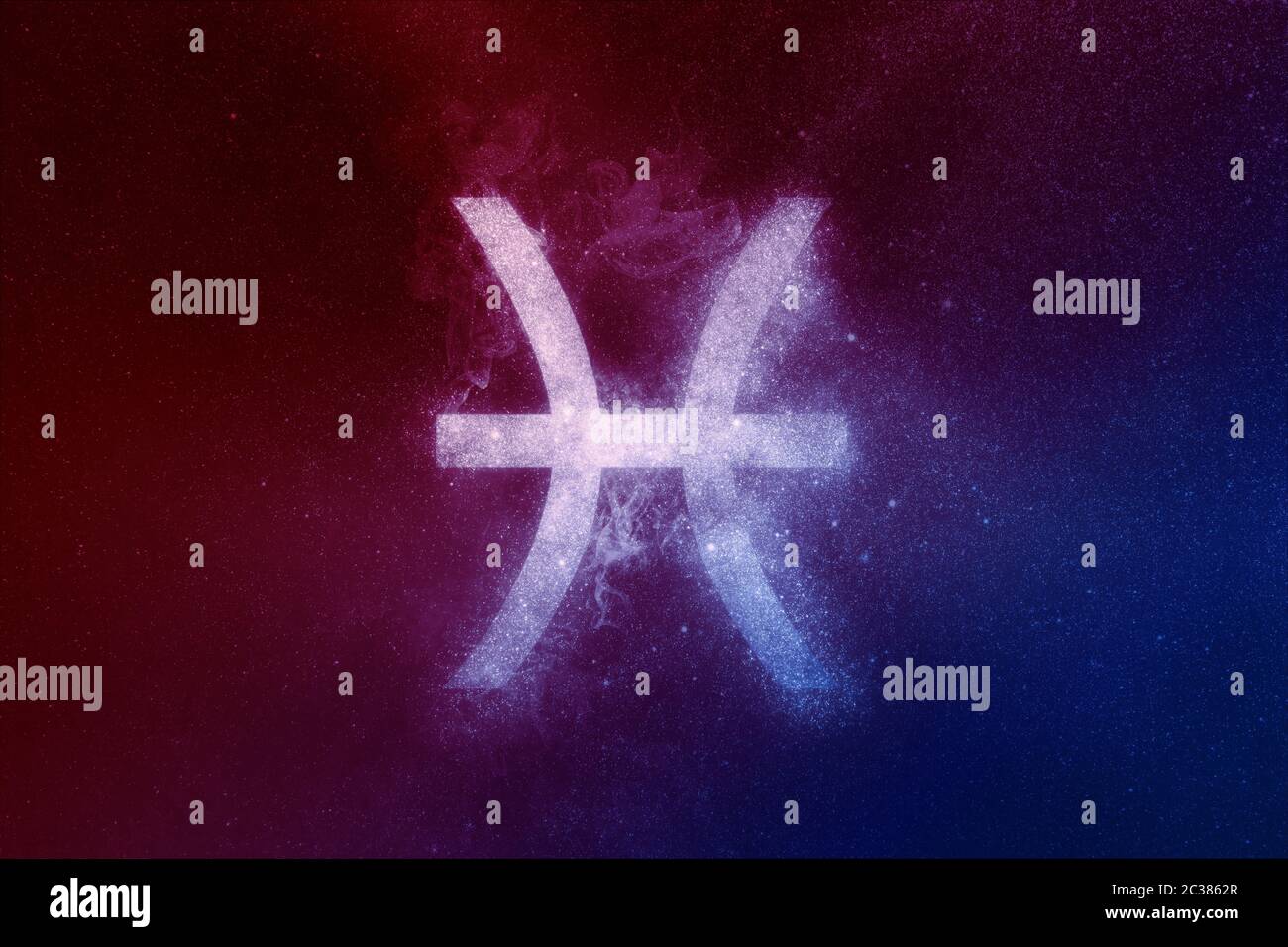 Pisces Zodiac Sign Red Blue. Abstract night sky background Stock Photo ...