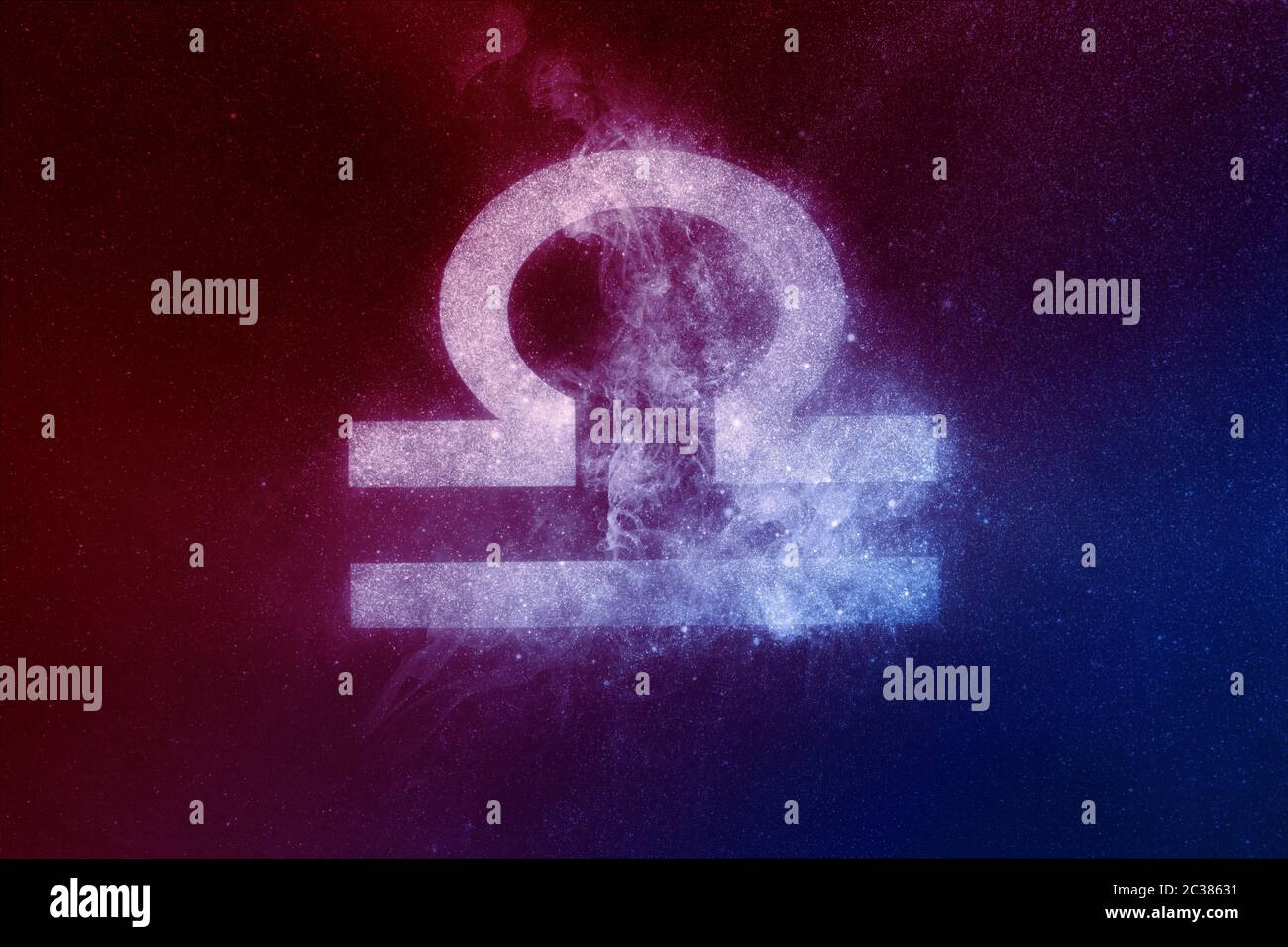 Libra Zodiac Sign Red Blue. Abstract night sky background Stock Photo ...