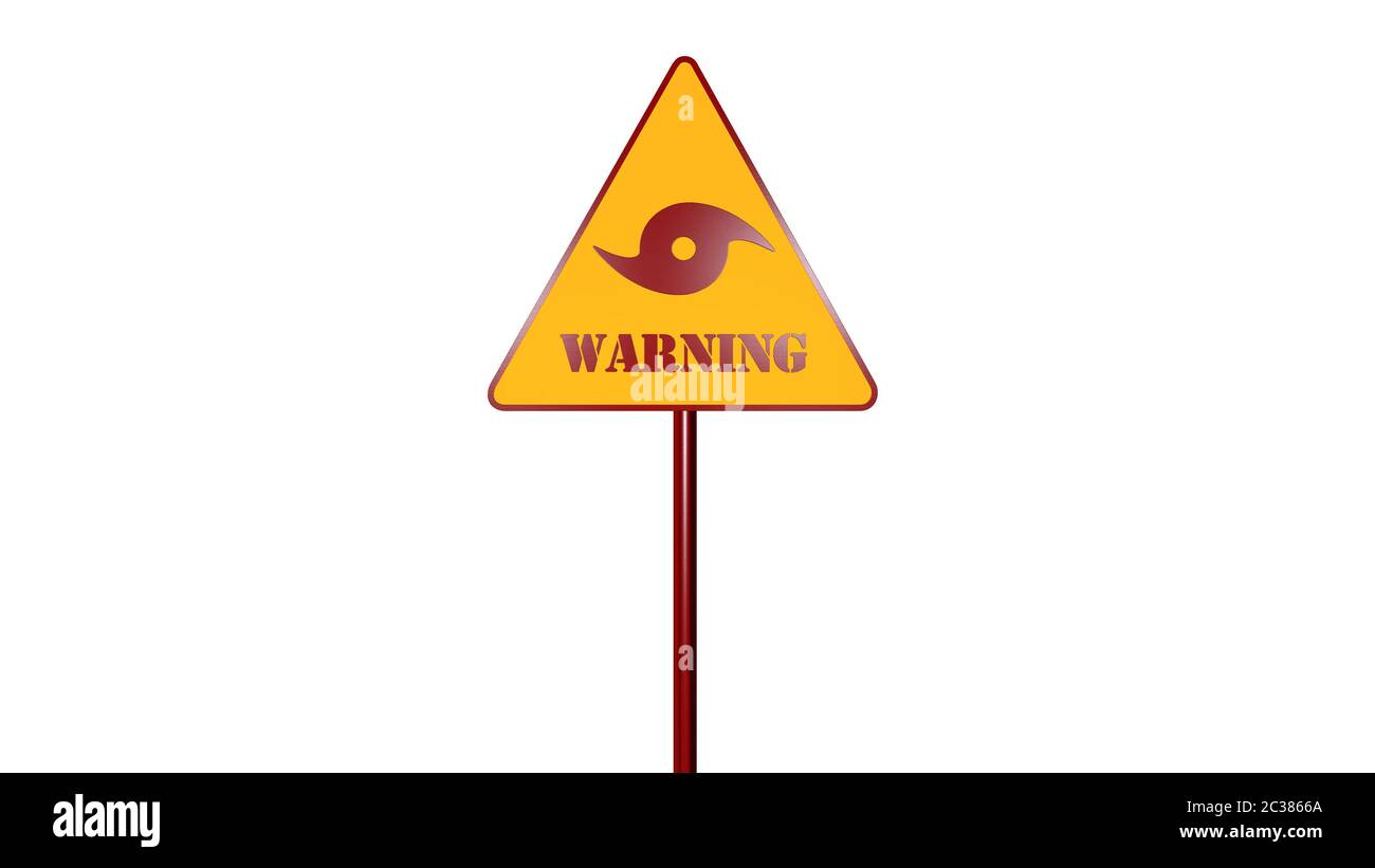 Hurricane Warning Road Sign Isolated On White Background 3D Rendering ...