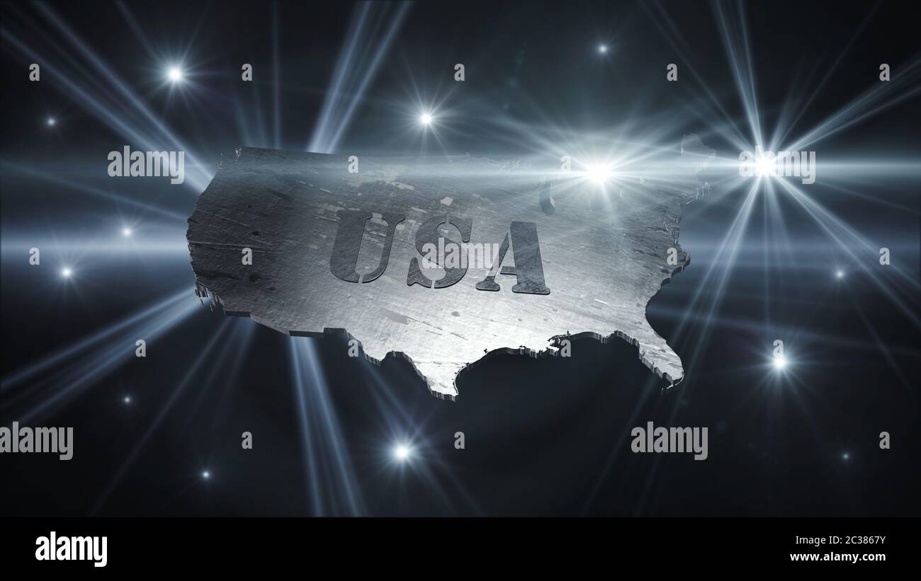 United States Of America Map in Space With Flares and Stars 3D ...