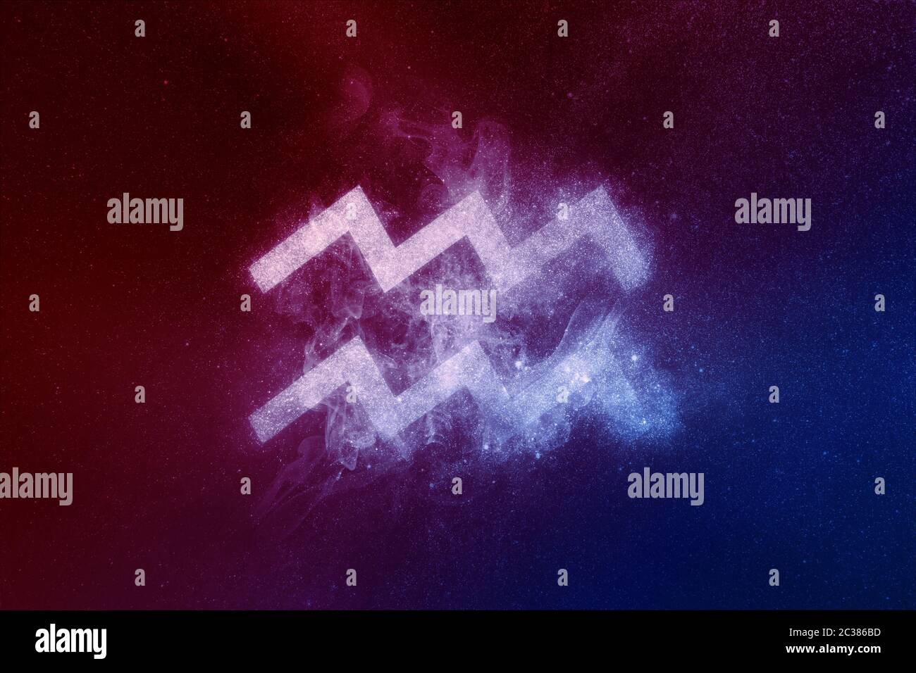 Aquarius Zodiac Sign Red Blue. Abstract night sky background Stock ...