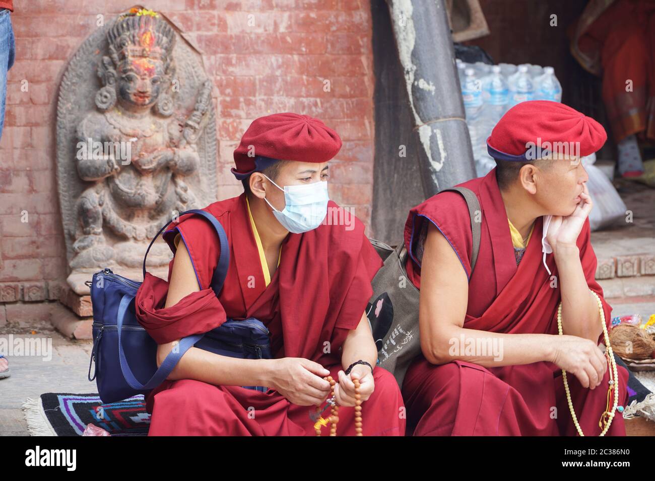 Kathmandu , Nepal - October 2018: Buddhist monks in the Kathmandu ...