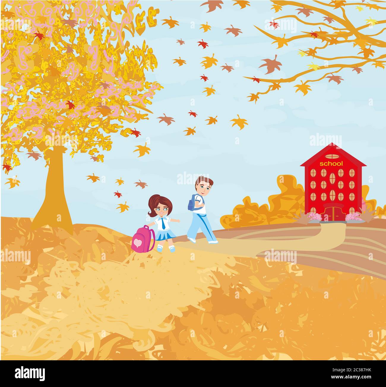 happy kids go to school Stock Photo - Alamy