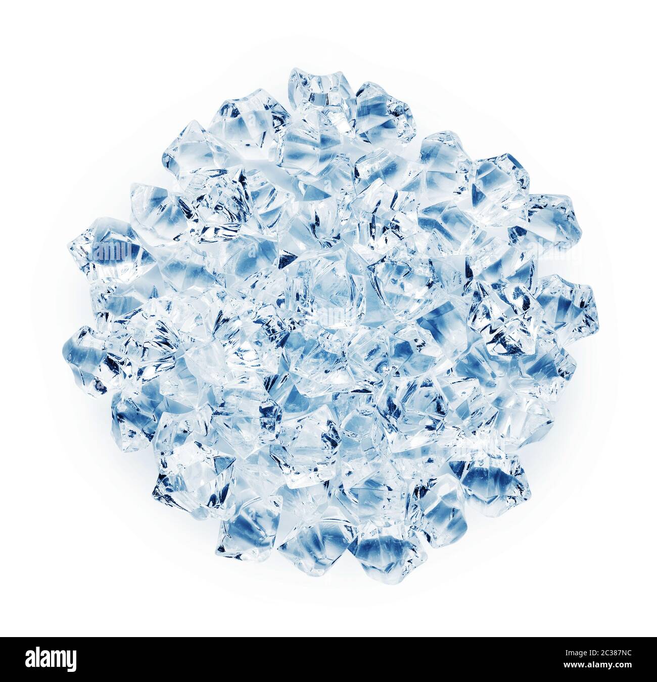 Handful of chopped ice shot from above isolated on white background ...