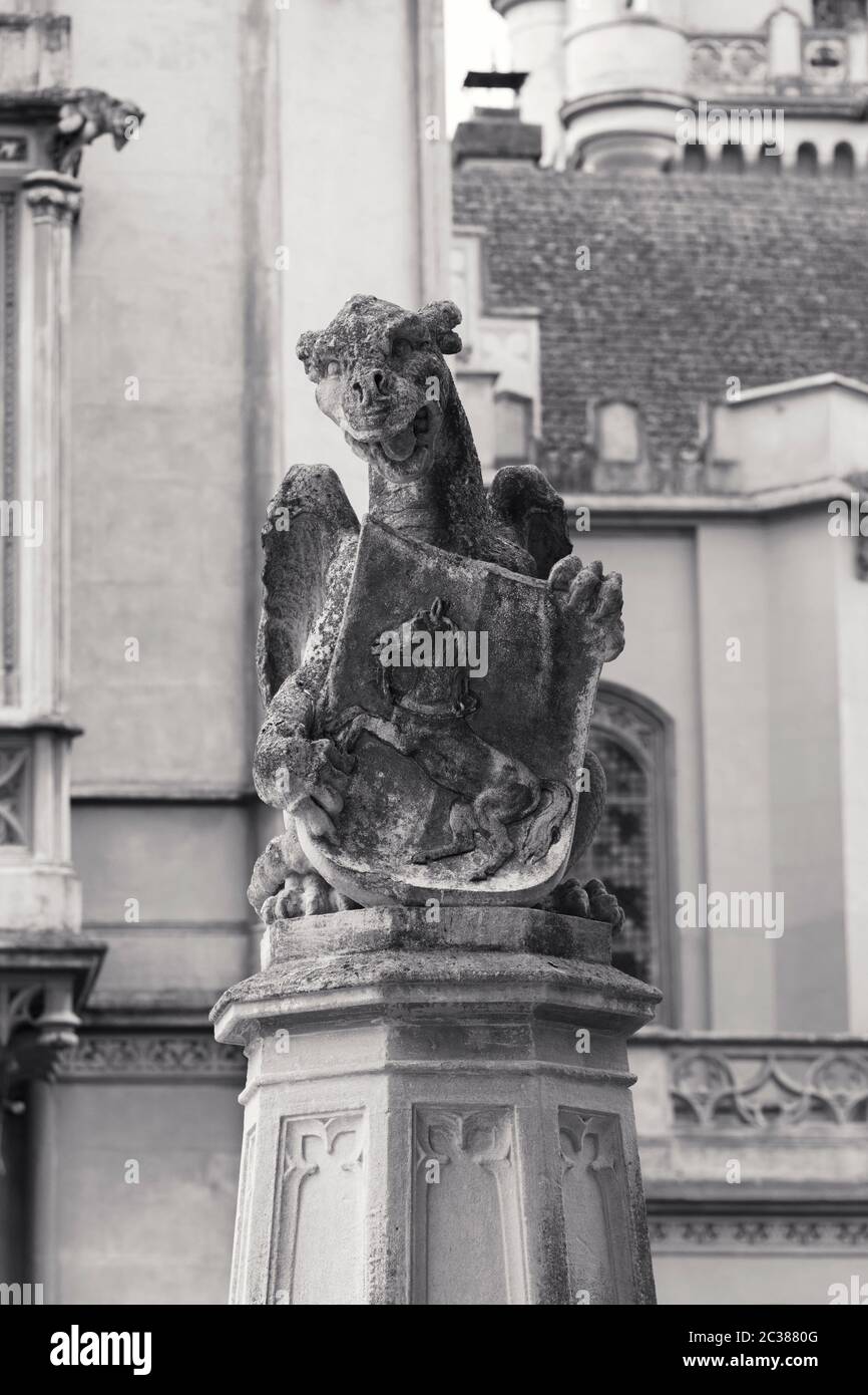 Gargoyle Mythical Creature Stone Statue At The Medieval Castle Stock ...