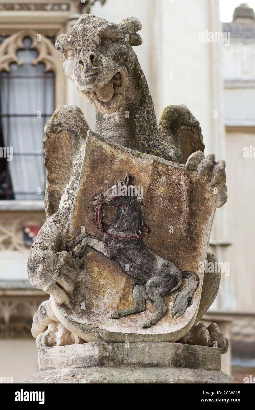Gargoyle Mythical Creature Stone Statue At The Medieval Castle Stock ...