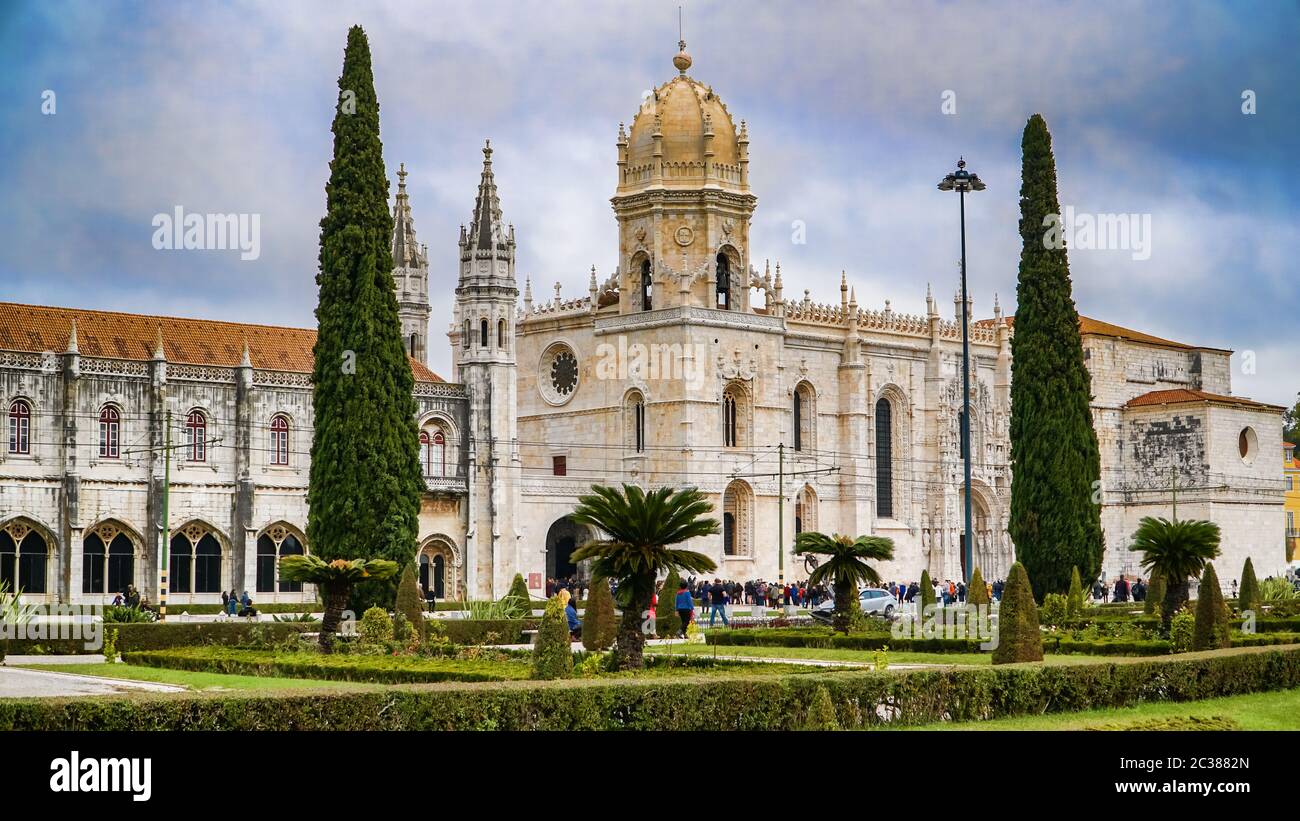 LISBON, circa 2017: Jeronimos Monastery or Hieronymites Monastery, is ...