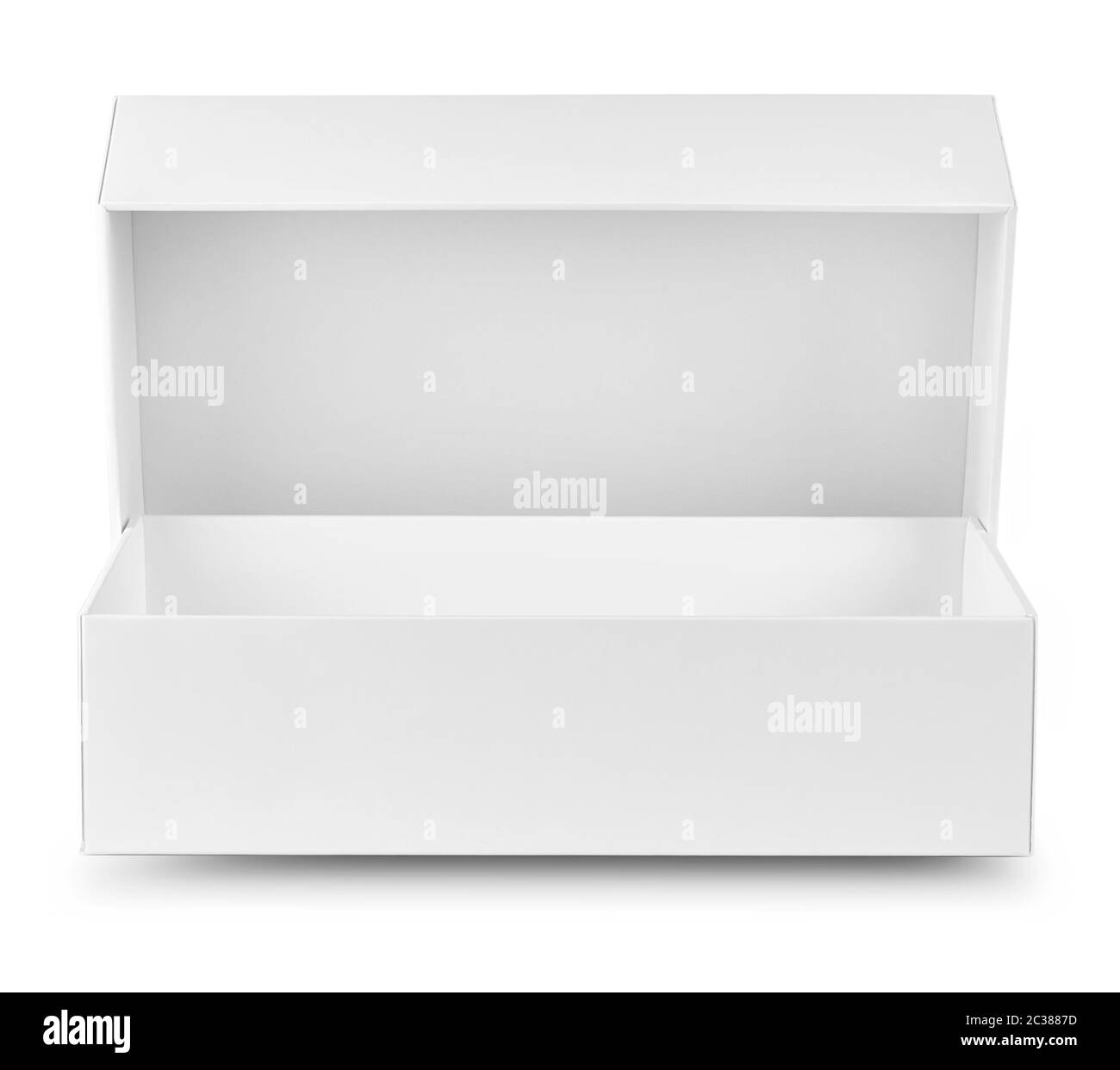 Open empty white box isolated on white background Stock Photo - Alamy