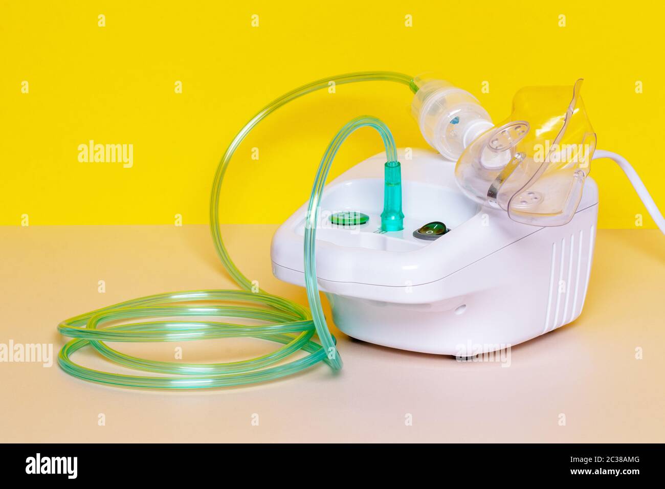 Coronavirus treatment concept. An inhaler device with nebulizer mask or ...
