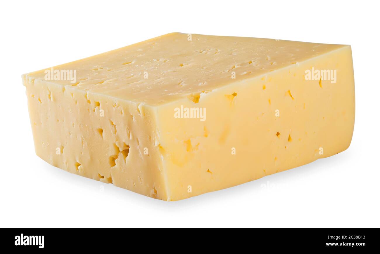 Rectangular piece of cheese isolated on white background Stock Photo ...