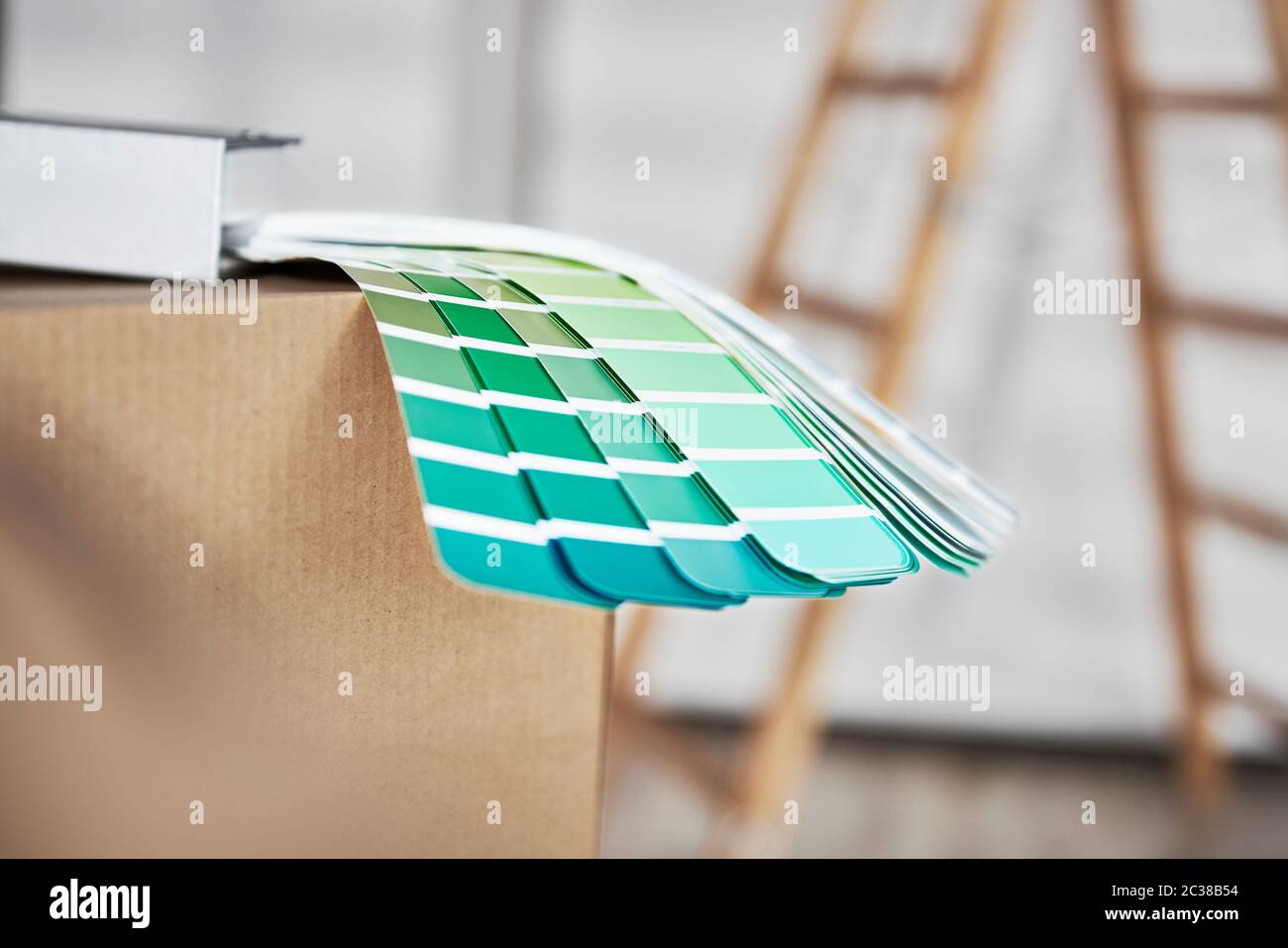 Paper color palette on cardboard box Stock Photo - Alamy