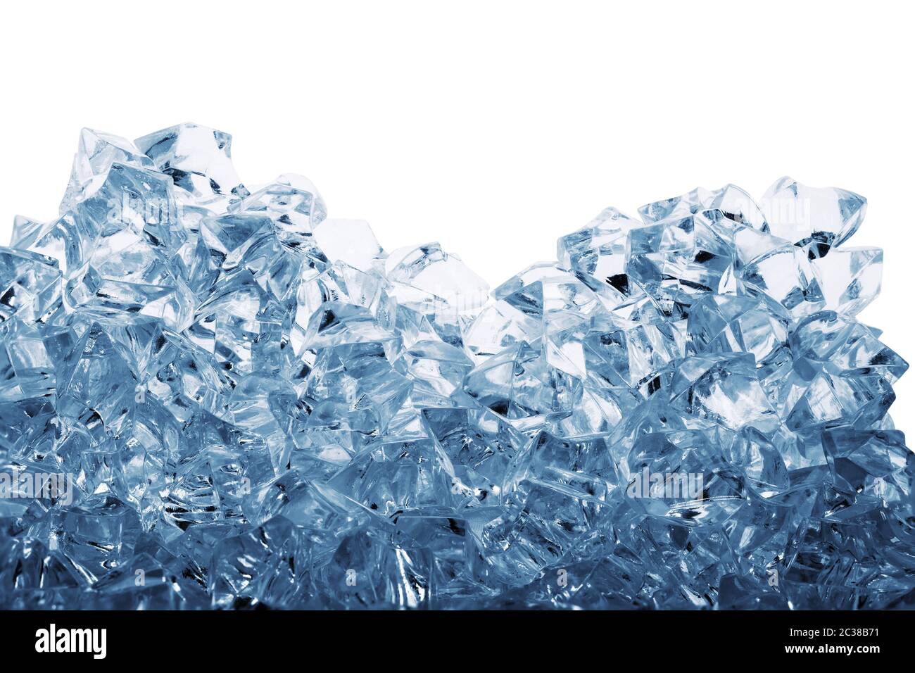 Pile of ice cubes toned in blue isolated on white background Stock ...