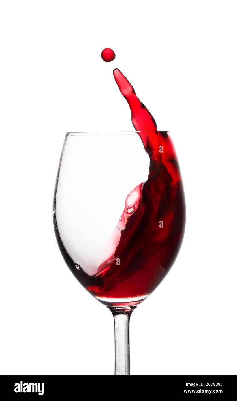 Splash with a drop of red wine isolated on white background Stock Photo ...