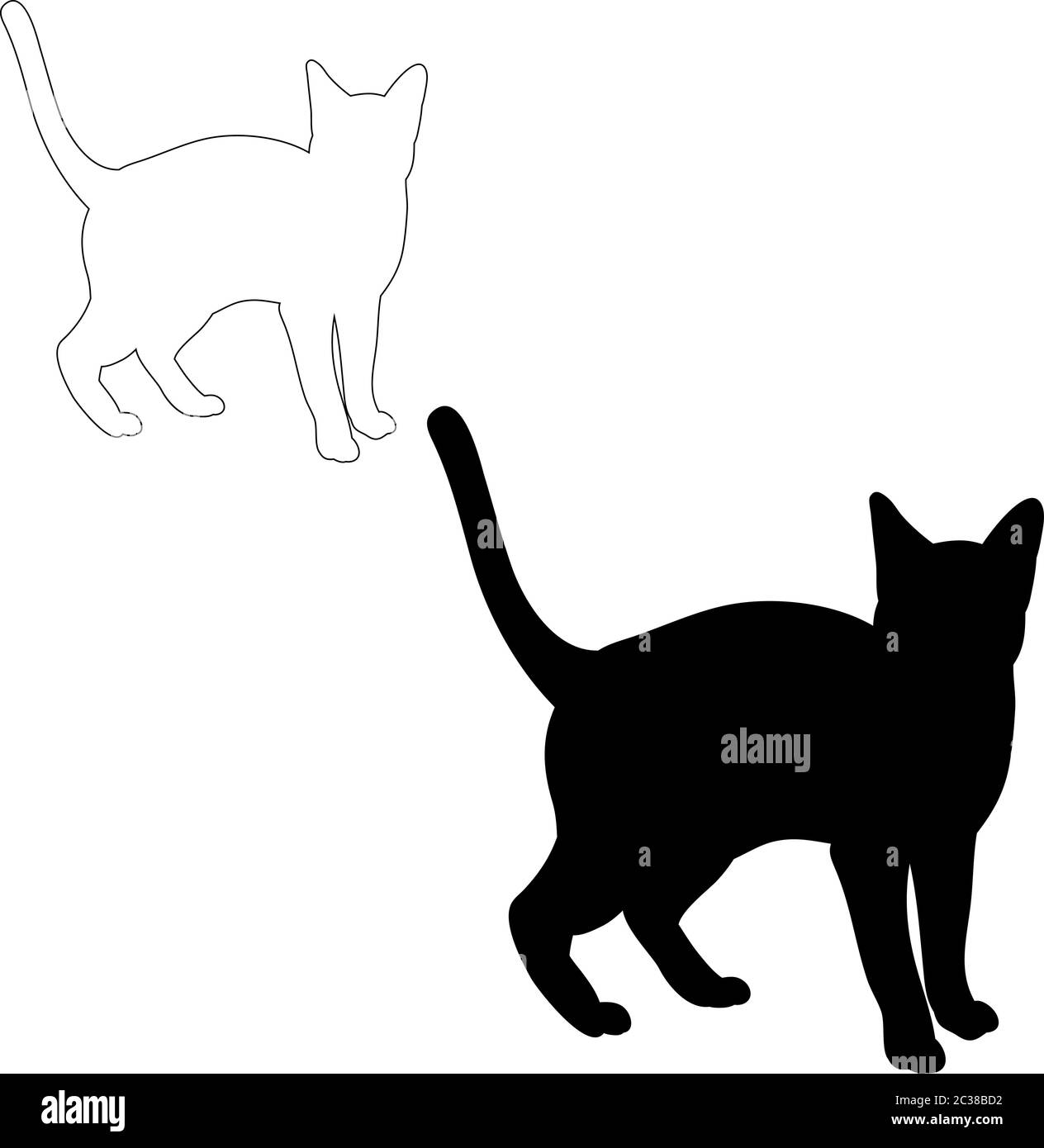 Vector Isolated Silhouette Cat Standing Stock Vector Image And Art Alamy 6850