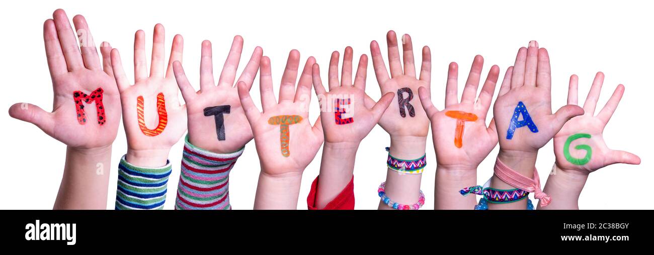Children Hands Building Colorful German Word Muttertag Means Mother Day ...