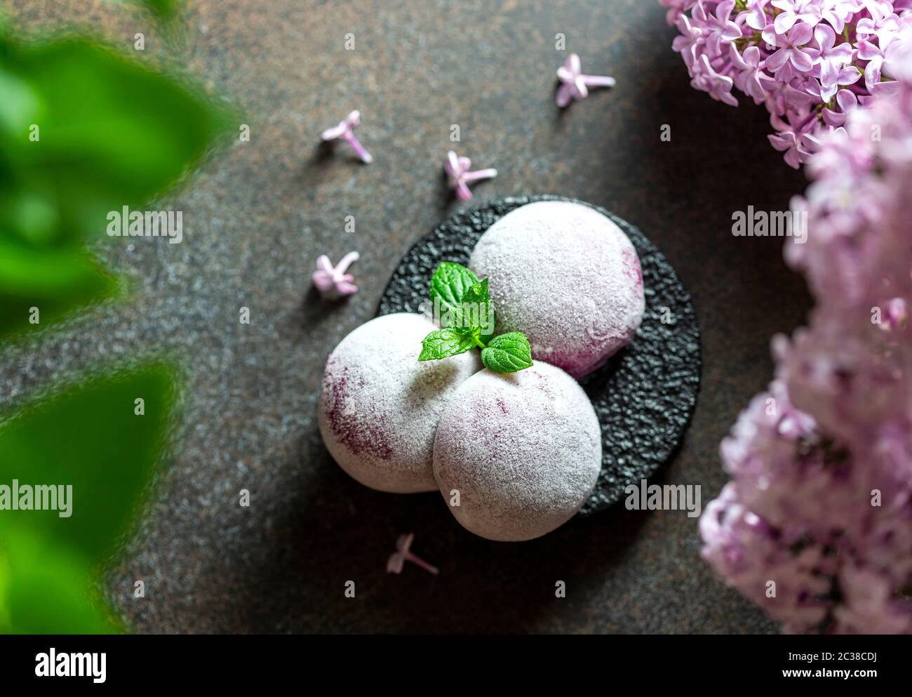 Homemade Purple Ube Ice Cream. Japanese Moti ice cream in rice dough ...