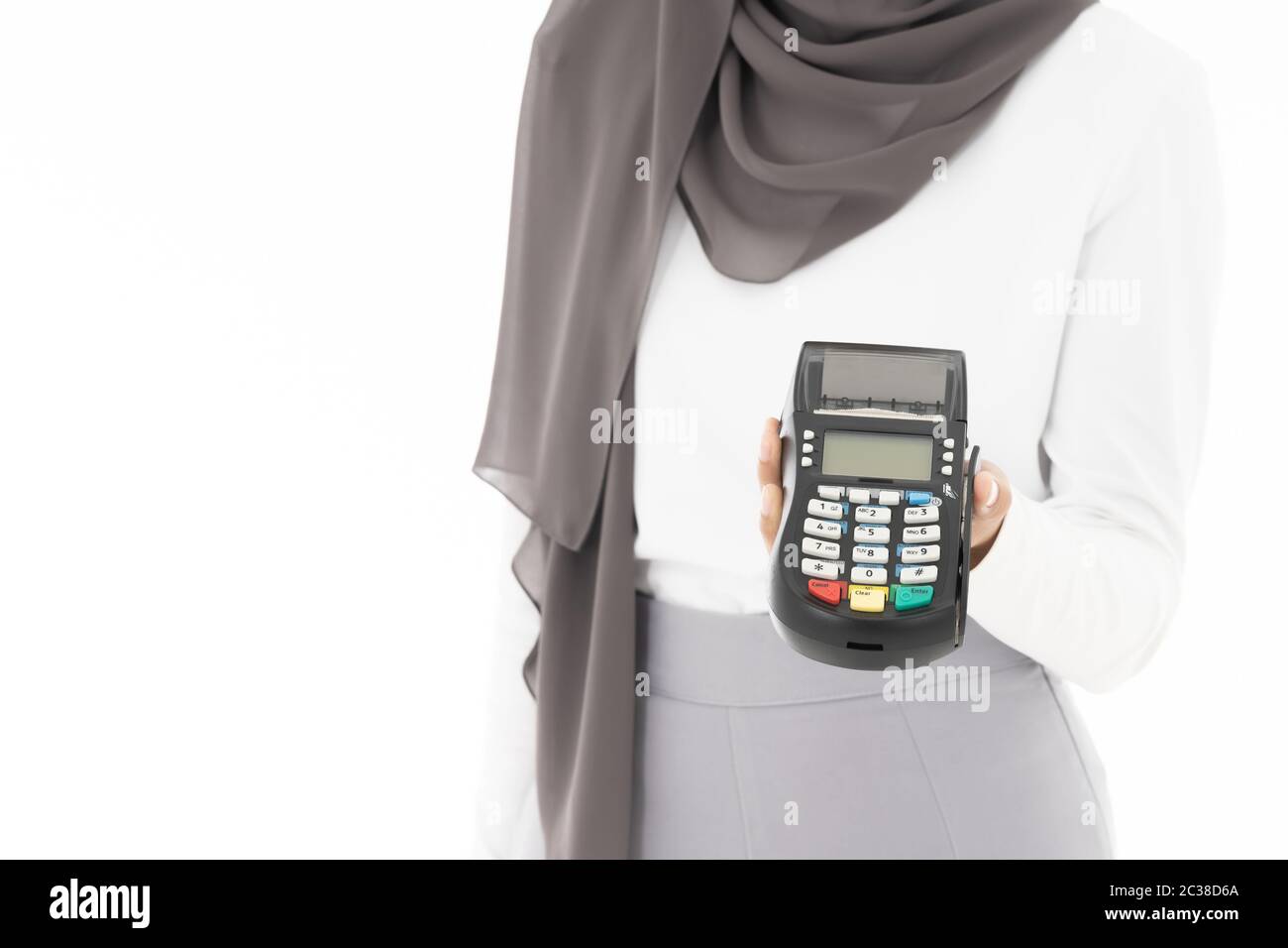 Close-up of confident happy smiling female muslim woman with EDC ...