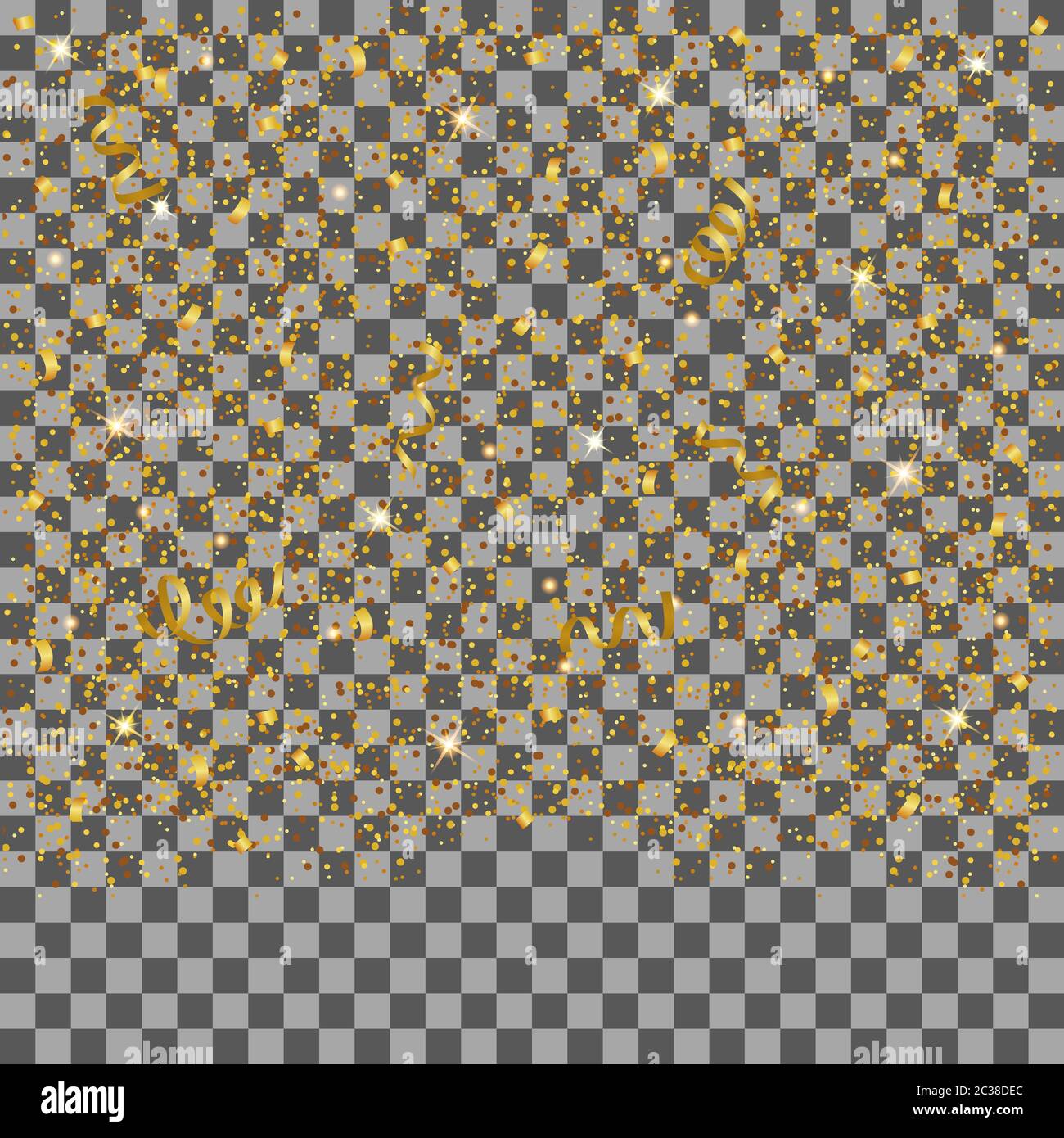 Merry Christmas and new year sparkling gold confetti on transparent ...