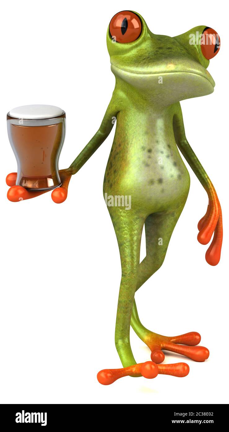Fun frog - 3D Illustration Stock Photo - Alamy