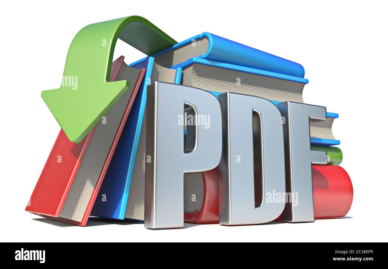 eBook PDF download concept 3D render illustration isolated on white ...