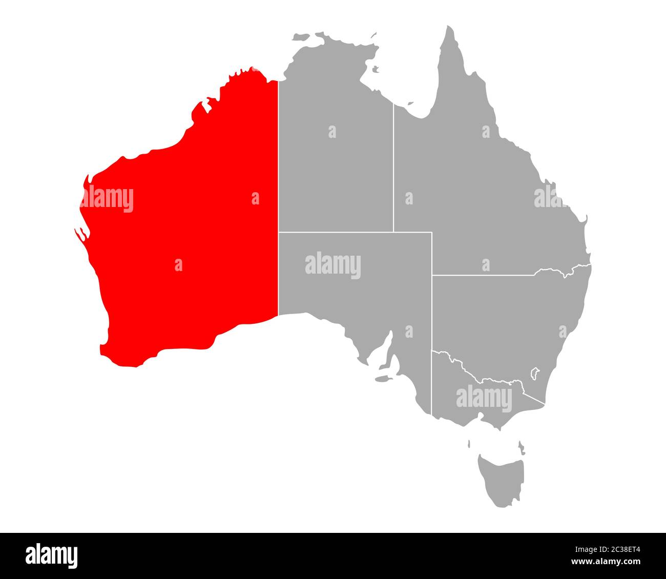 Map of Western Australia in Australia Stock Photo - Alamy
