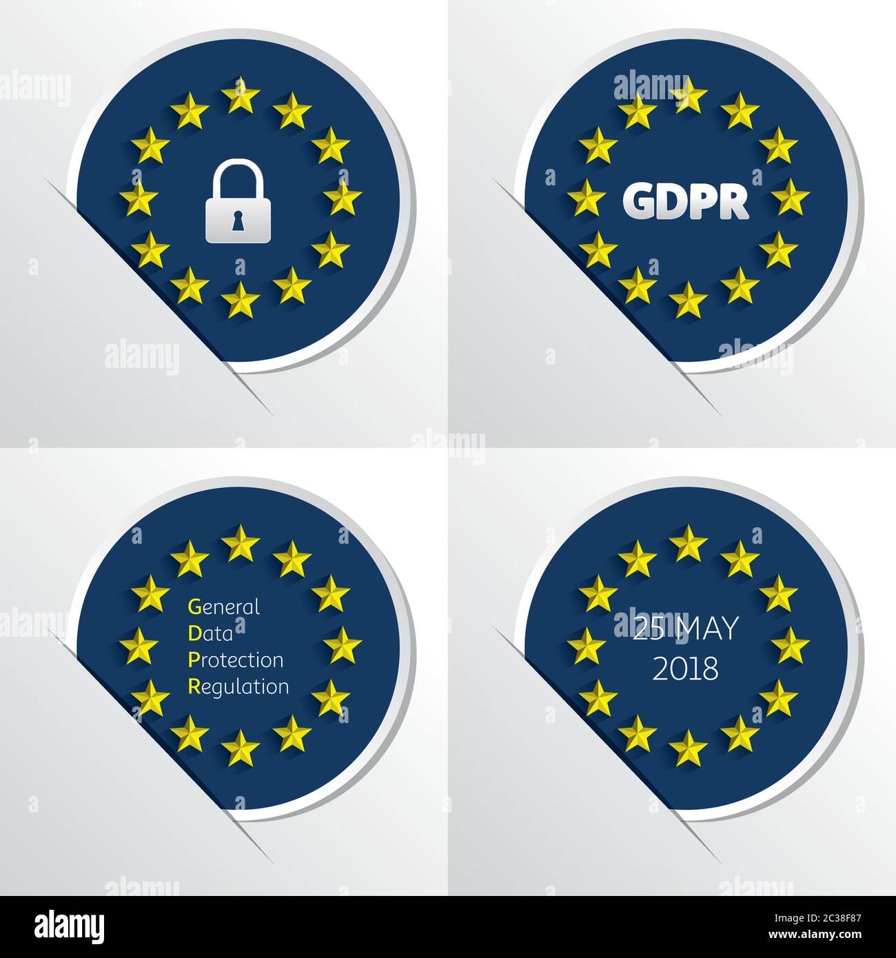 GDPR - General Data Protection Regulation. EU flag. Vector illustration ...