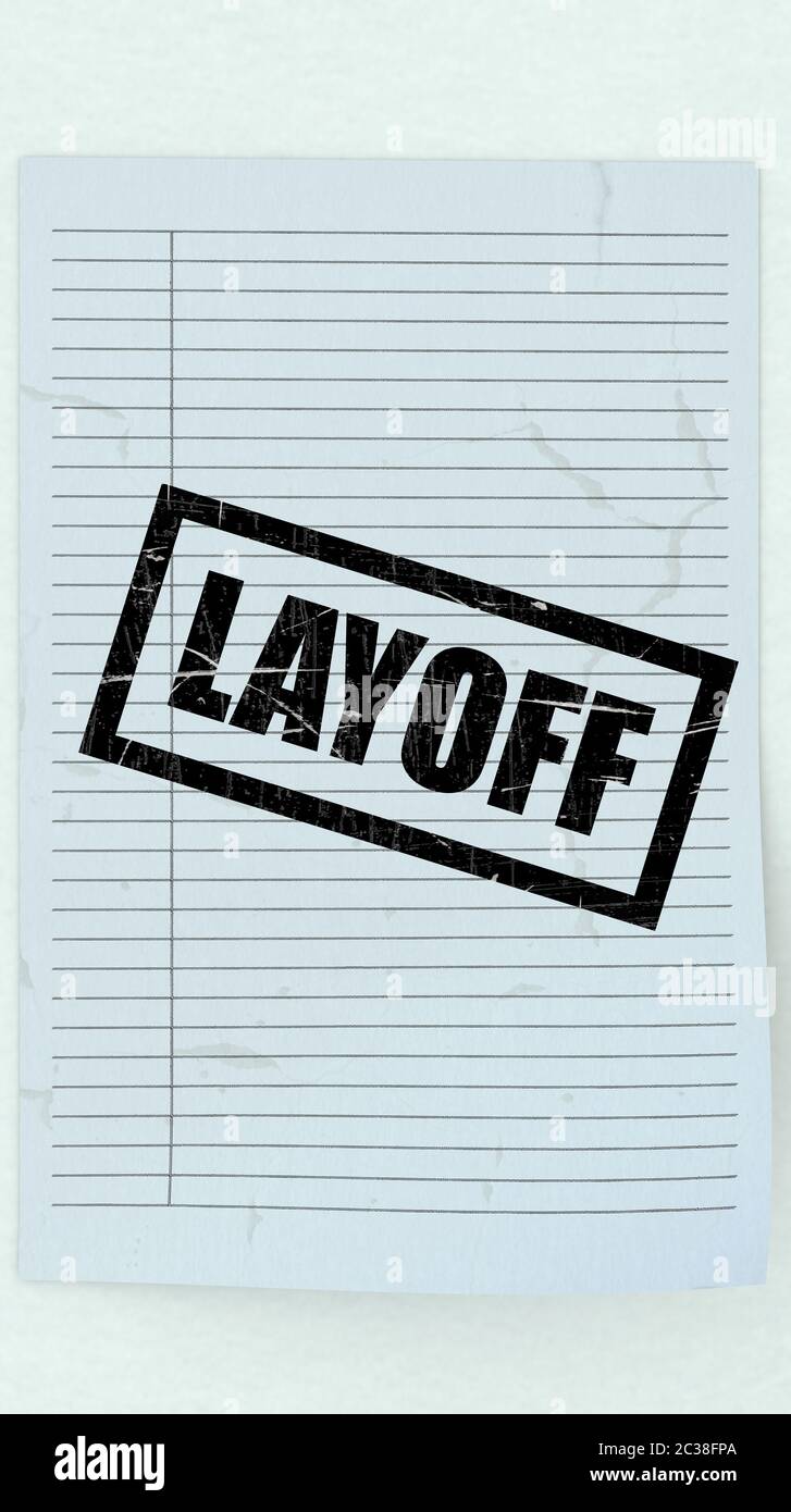 The 3d rendering of layoff wording with line paper Stock Photo - Alamy
