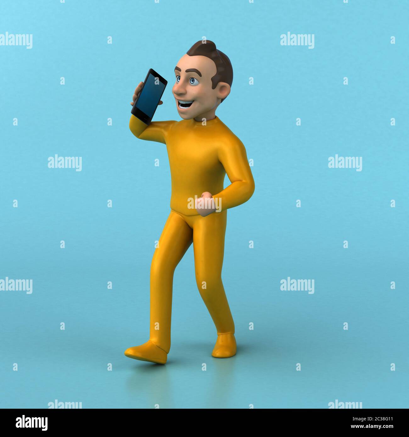 Fun 3D cartoon yellow character Stock Photo - Alamy