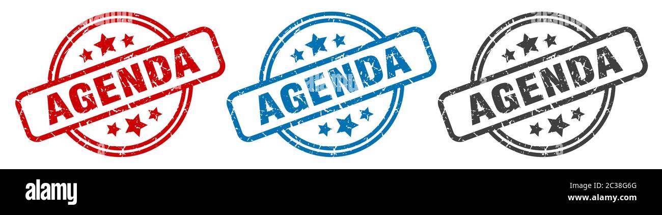 agenda stamp. agenda round isolated sign. agenda label set Stock Vector ...