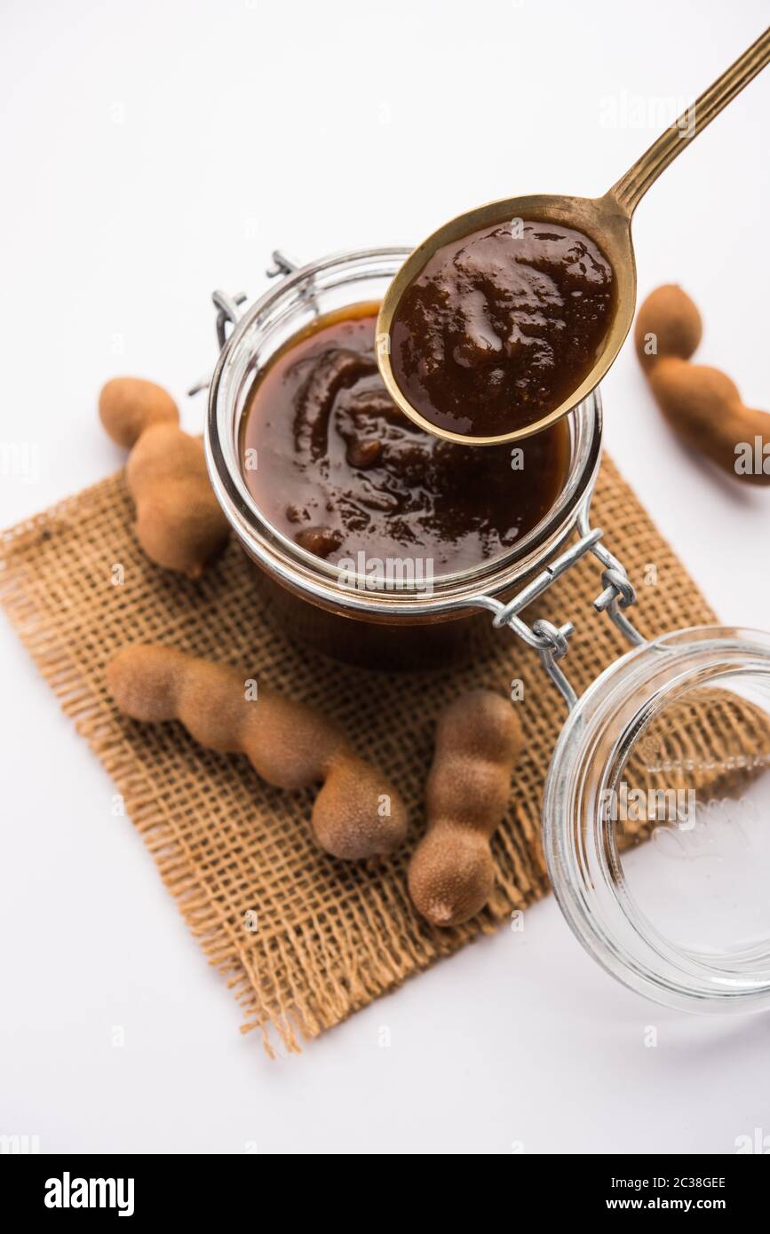 Tamarind Or Imli Fresh Puree, Paste from Pulp Stock Photo - Alamy