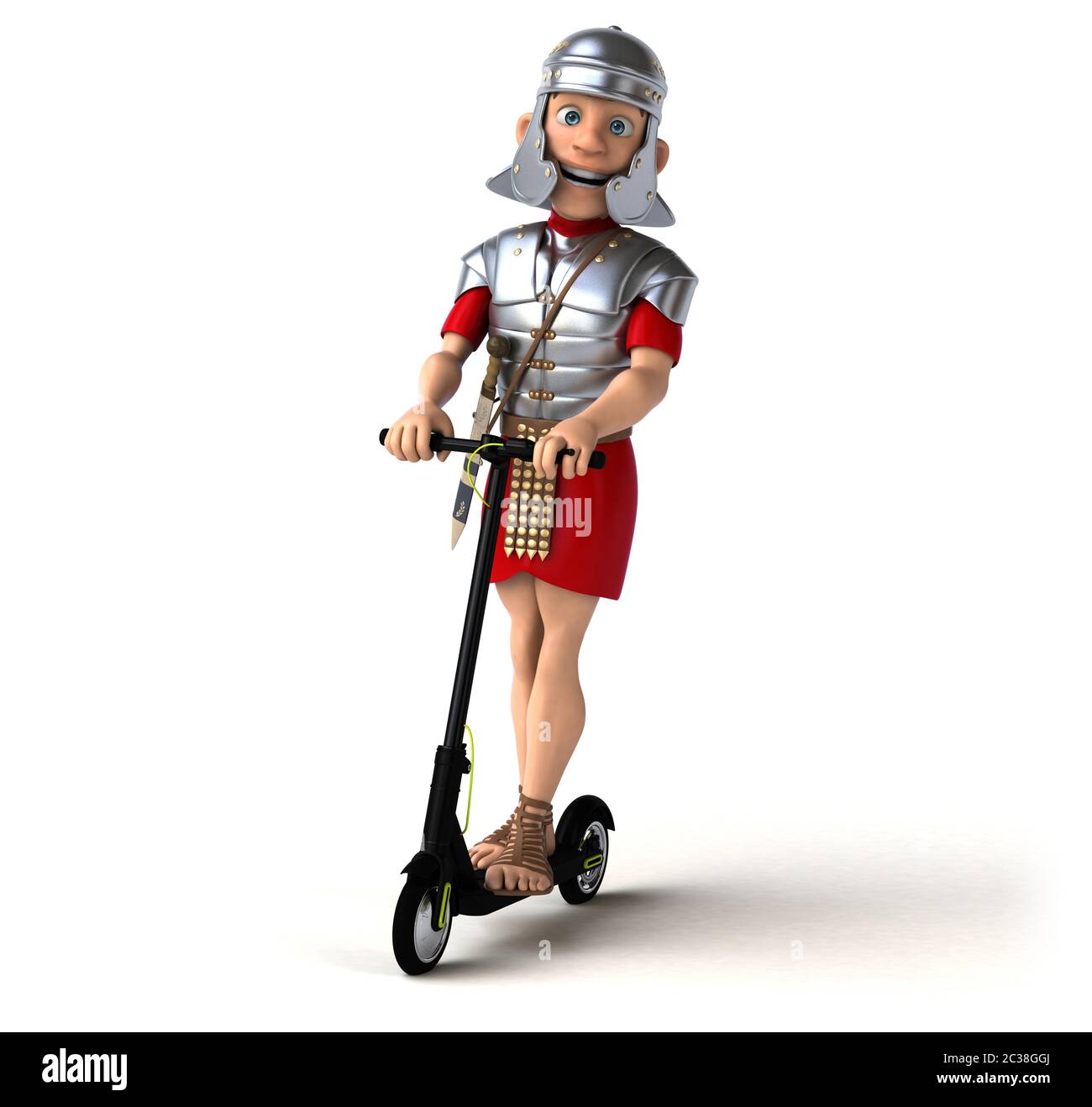 Fun cartoon character on an electric scooter Stock Photo - Alamy