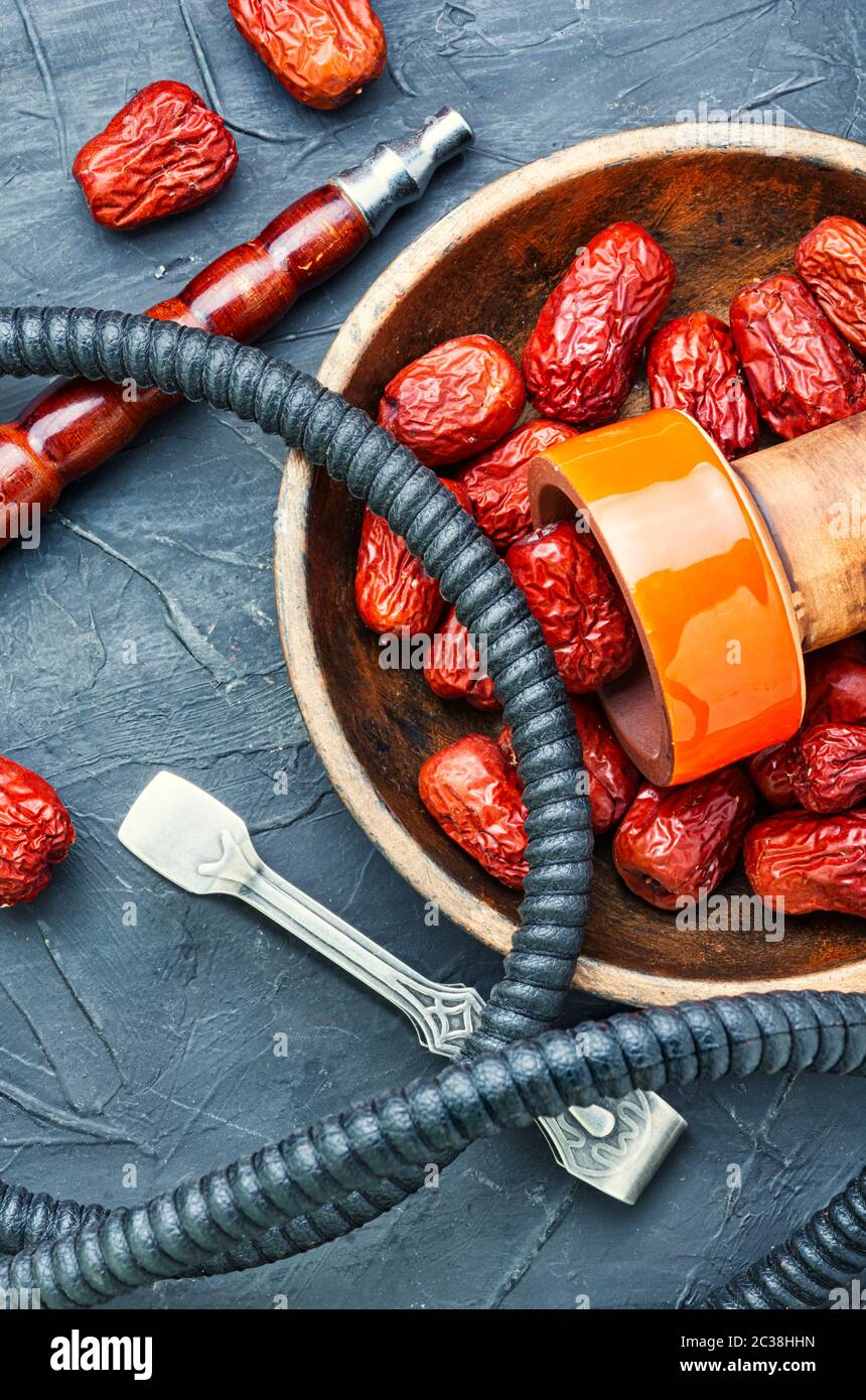 Turkish smoking hookah.Shisha tobacco with aroma of unabi Stock Photo ...