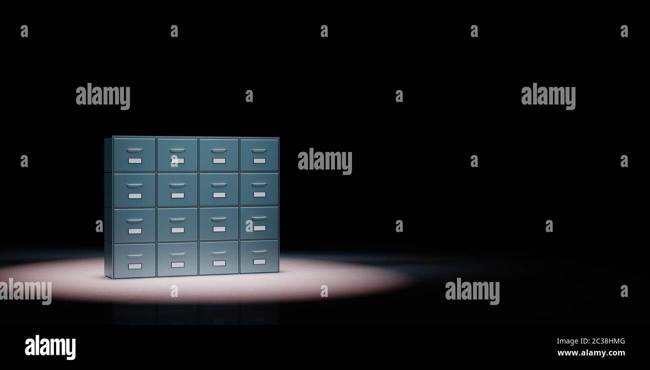 Metallic Archive Rack Spotlighted on Black Background with Copy Space ...