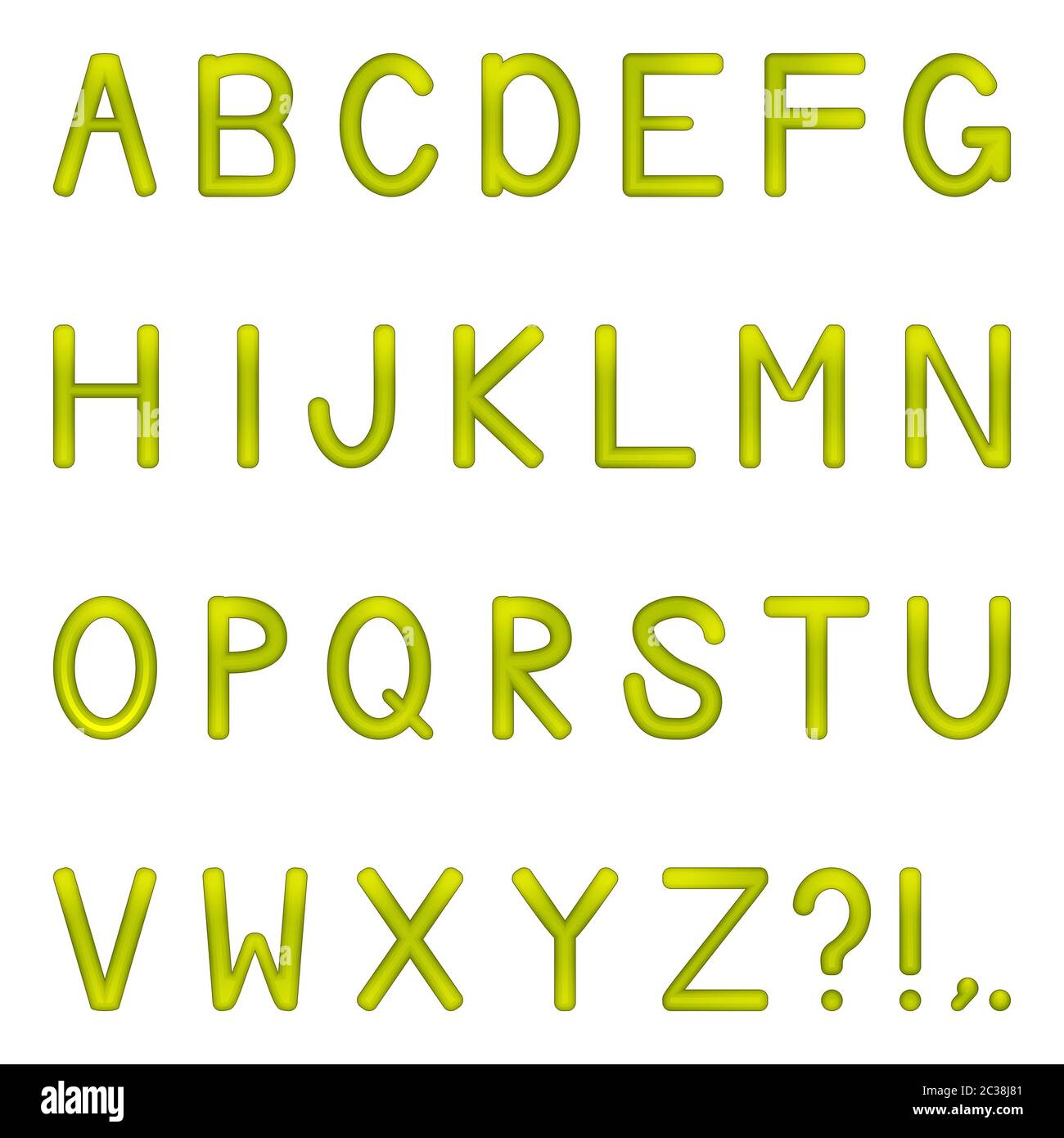 shiny bright colored letters set - green and yellow Stock Photo - Alamy