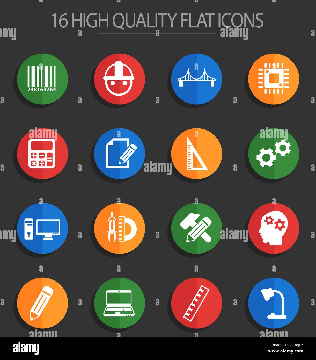 engineering vector icons for web and user interface design Stock Photo ...