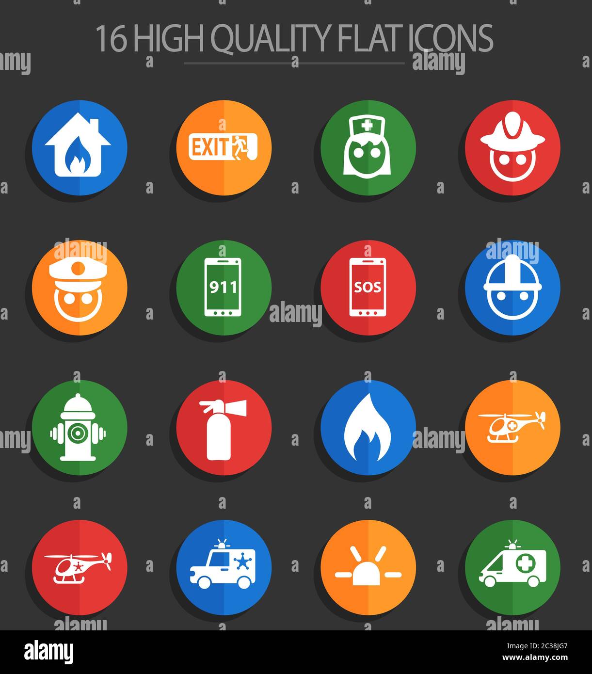 emergency vector icons for web and user interface design Stock Photo ...