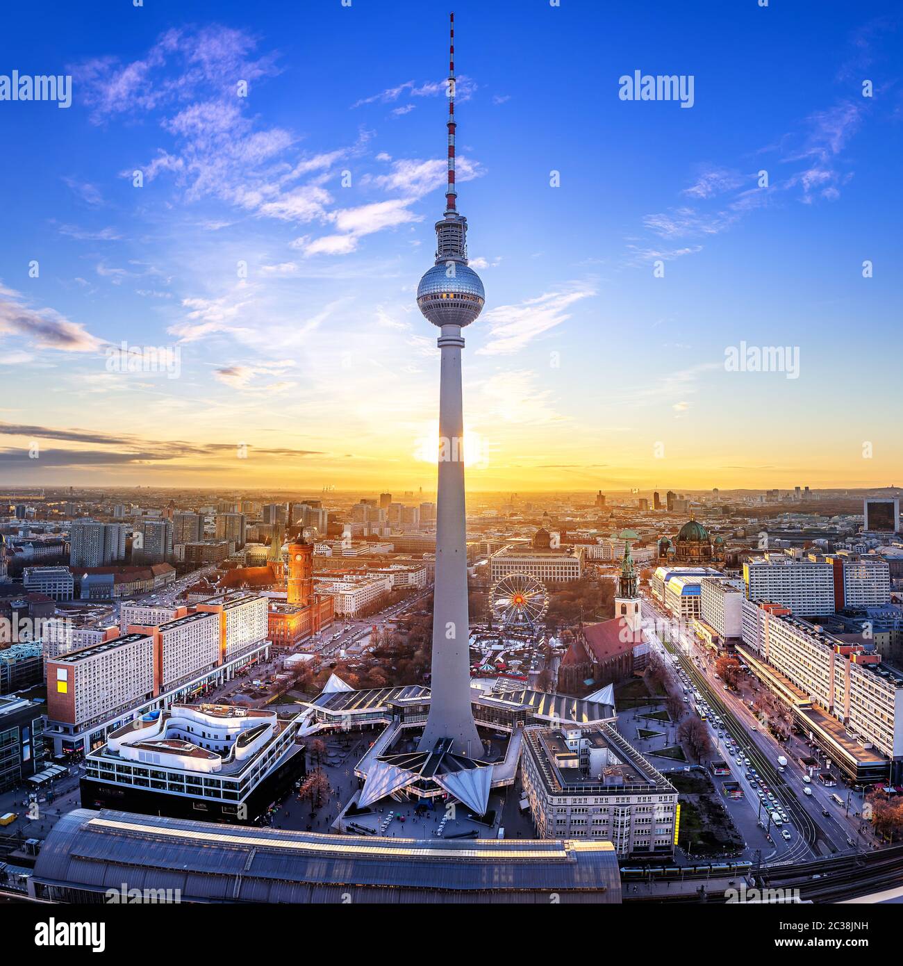 panoramic view at central berlin while sunset Stock Photo - Alamy